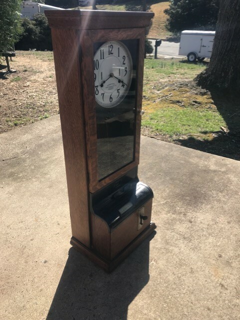 VINTAGE OAK TIME CLOCK | eBay