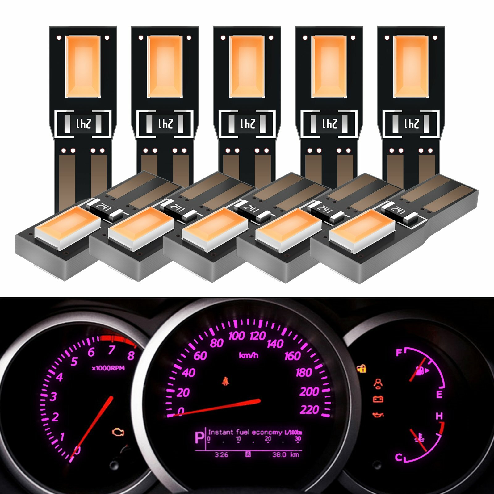 10X Pink T5 74 5630-2SMD LED Speedometer Instrument Panel Cluster Gauge ...