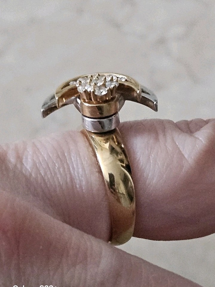 VINTAGE ESTATE NORMAN TEUFEL SUN MOON DIAMOND 14K GOLD SPINNER SPIN ...