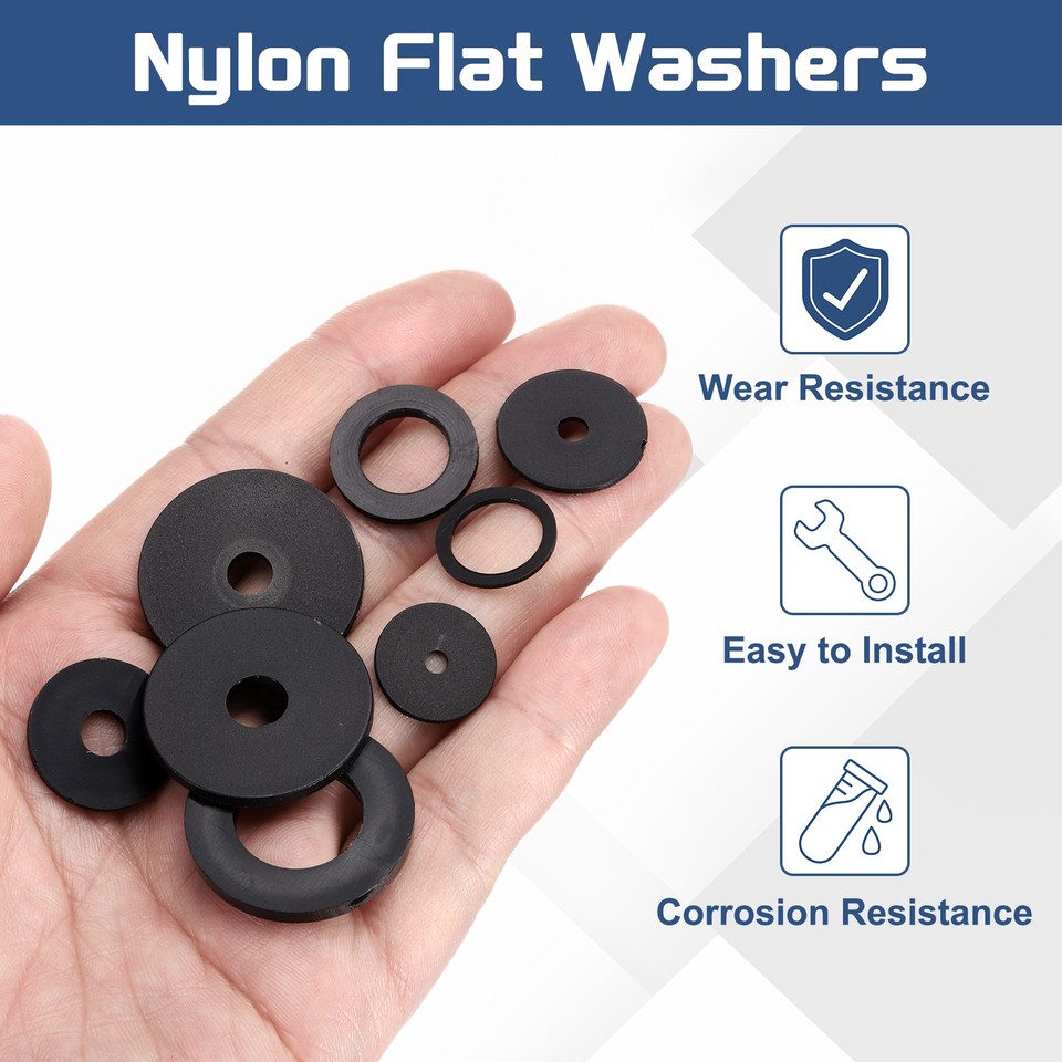 25Pcs M8 Nylon Flat Washers Plastic Washer 8mm ID 30mm OD 2mm Thick ...