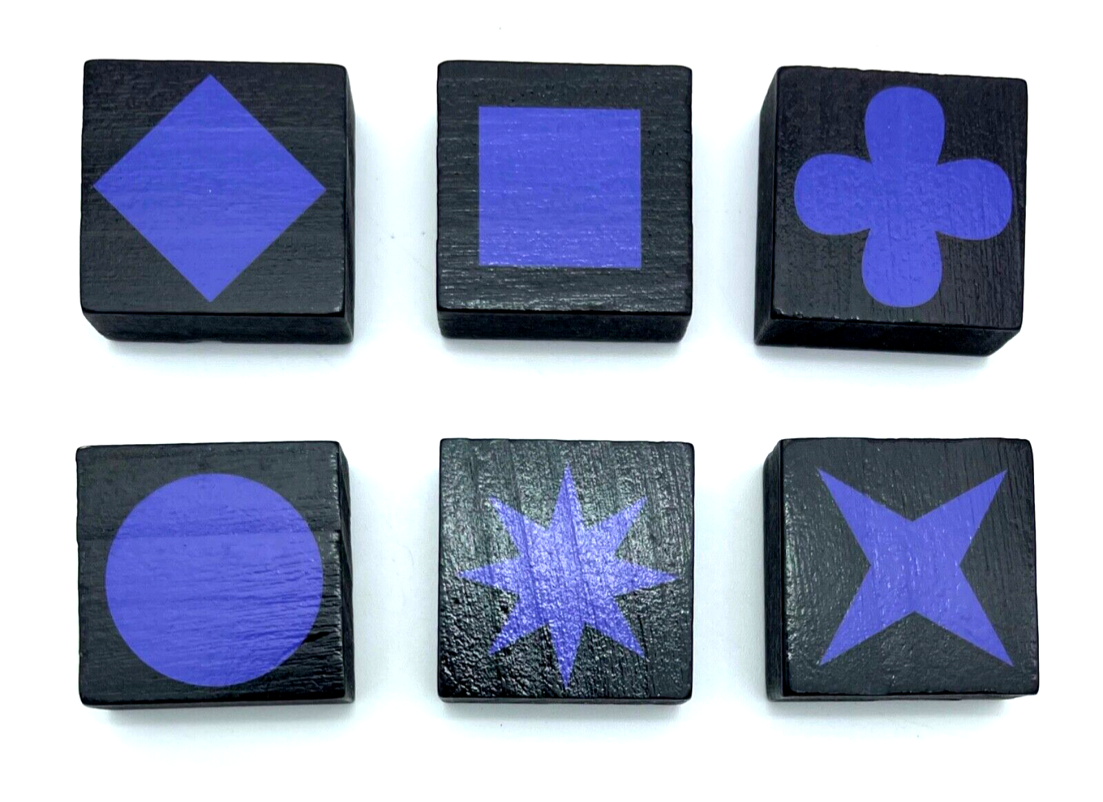 Qwirkle Wood Blocks - Set of 6 Purple Shapes - Game Replacement Parts ...