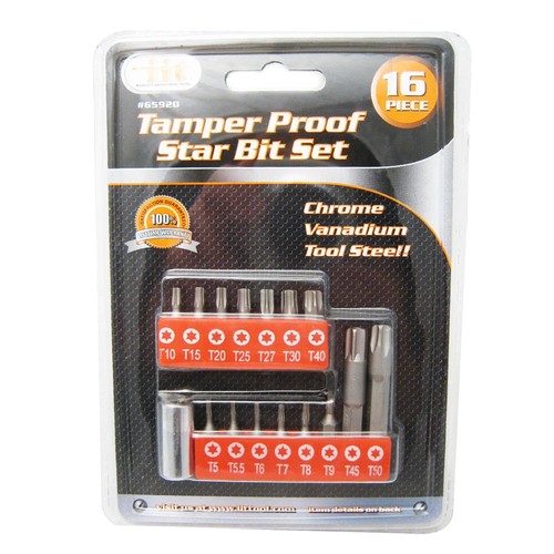 Set of 16 Tamperproof Security Tools Includes 6 Point Star Bit Torx Set Socket | eBay