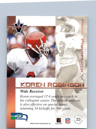 2001 Pacific Vanguard #33 Koren Robinson Prime Prospects Bronze ...
