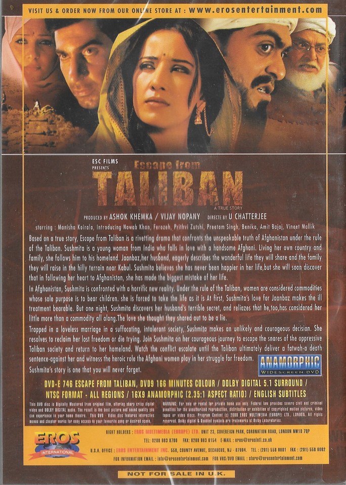ESCAPE FROM TALIBAN - MANISHA KOIRALA - NAWAB KHAN - BRAND NEW ...