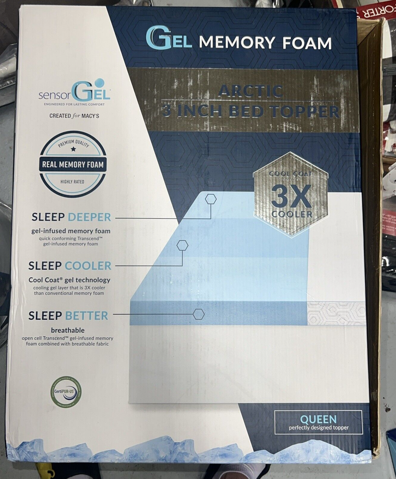 SensorGel Sensor Gel Arctic 3” Memory Foam Bed Topper - Queen | eBay