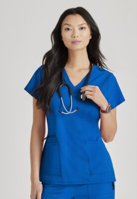 Barco #167 V-Neck detailed Designer Scrub top in "Royal Blue" Size XL ...