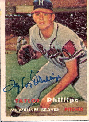TAYLOR PHILLIPS 1957 TOPPS # 343 AUTOGRAPHED CARD !!! BRAVES | eBay