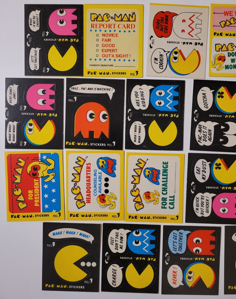 1980 PAC-MAN Sticker CARD SET 25/54 NM/MT Midway FLEER Vintage Video ...