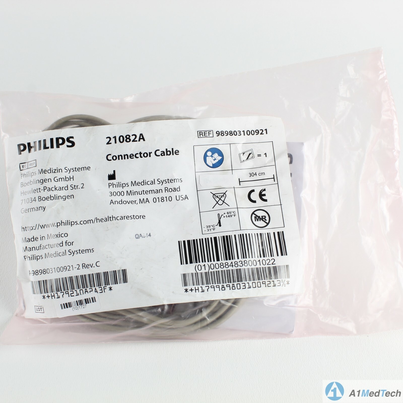 Philips 21082a Temperature Probe Long Extension Cable Ref. 989803100921 ...