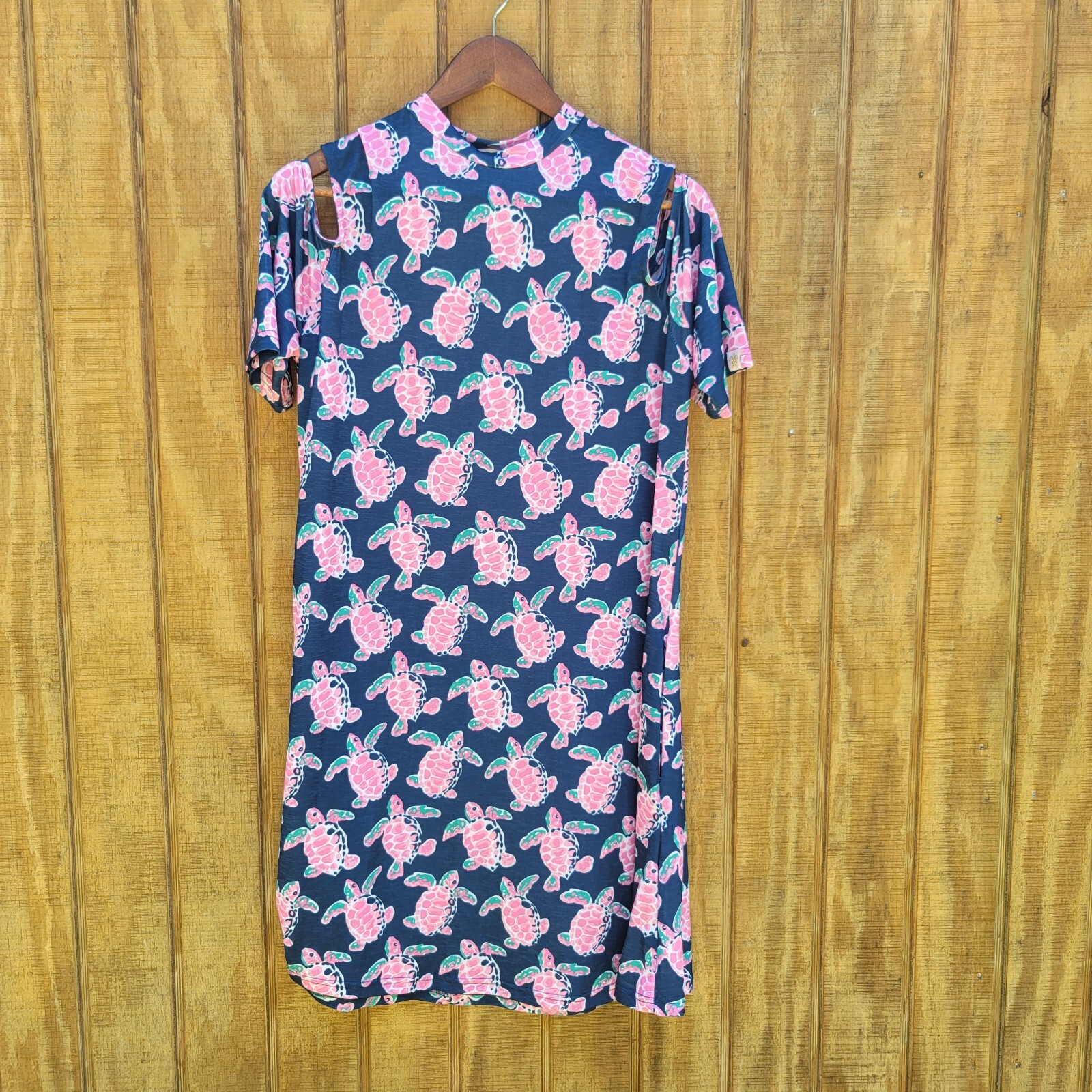 Simply Southern Sea Turtle Cold Shoulder Slinky Dress… - Gem