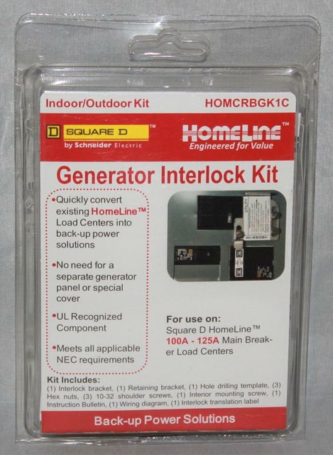 Square D HOMCRBGK1C Homeline 100A Load Center Generator Interlock Kit ...