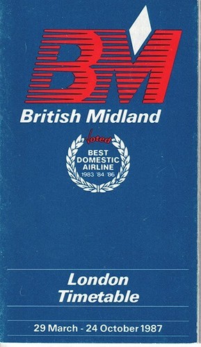 British Midland Airways timetable 1987/03/29 local for London | eBay