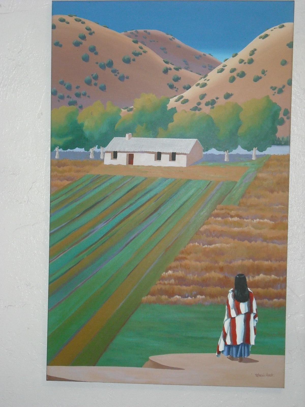 Painting "FARM ON THE RIO GRANDE" NEW MEXICO Deborah Hiatt (1953-2013 ...