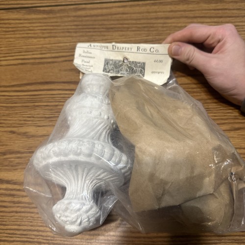 2 Antique Drapery Rod Co. Finials Italian Renaissance White Wash 15th ...