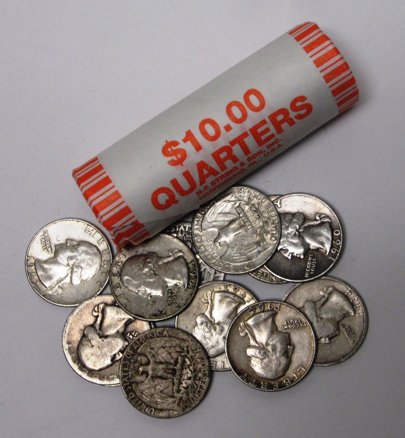 Roll of 40 Assorted, Circulated 90% Silver Washington Quarters | eBay