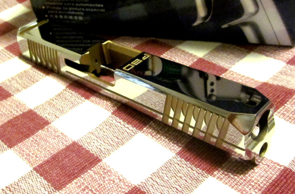 Complete Slide for Glock 17 Polished Stainless Steel & Gold Cerakote ...