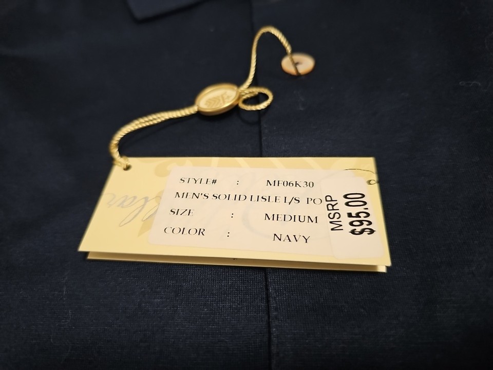 Peter Millar NEW Solid Lisle Navy Blue Long Sleeve Polo/Golf Shirt SZ ...