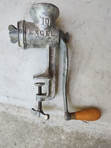 ANTIQUE Excel 101 Hand-crank FOOD CHOPPER / MEAT GRINDER with 4 Cutter ...
