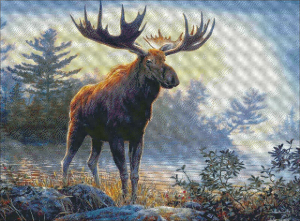 Northwoods Moose - Chart Counted Cross Stitch Patterns Needlework DIY ...