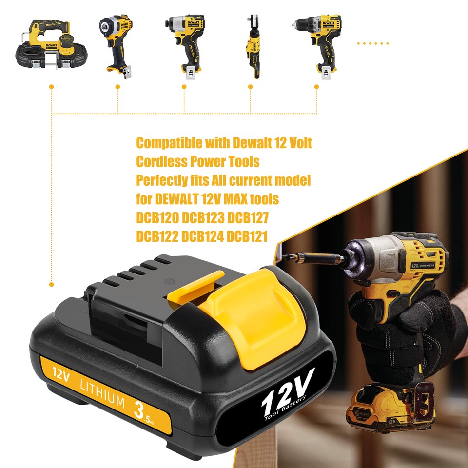 Pack 12v 3.5Ah 12Volt Max Lithium-ion Battery For Dewalt DCB127-2 ...
