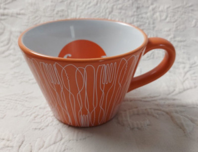 Classic Orange Food Network Coffee Mug Tea Cup Silverware Design | eBay