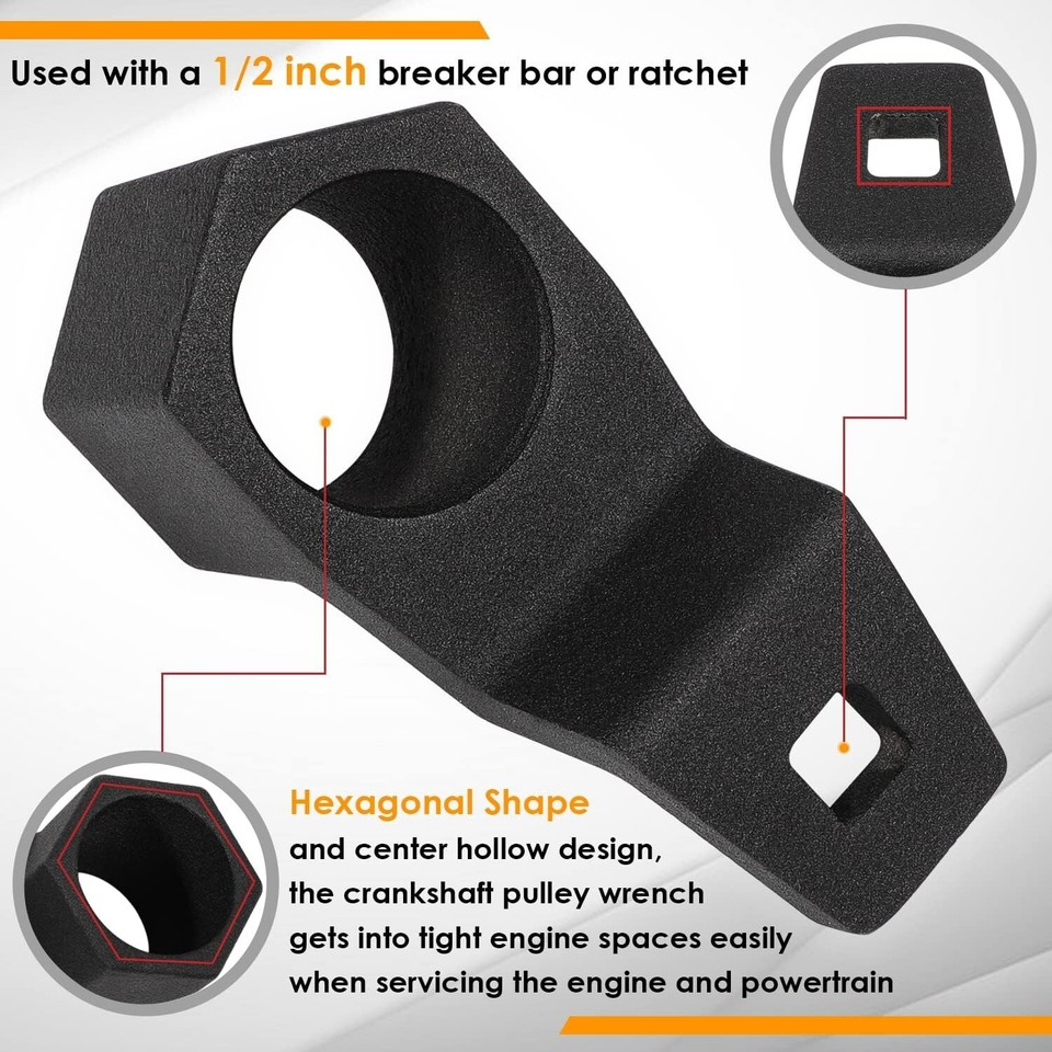 19 mm Harmonic Balancer Socket & 50mm Crankshaft Crank Pulley Wrench ...