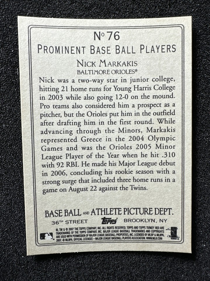 NICK MARKAKIS #76 2007 Topps Turkey Red QTY Baltimore Orioles | eBay