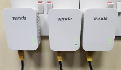 3 x Tenda PH3 Gigabit Powerline Adapters AV1000 + Ethernet Cables BT ...