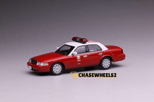 596 1:64 Red Ford CV CROWN VICTORIA LAFD Fire Los Angeles Diecast Model ...