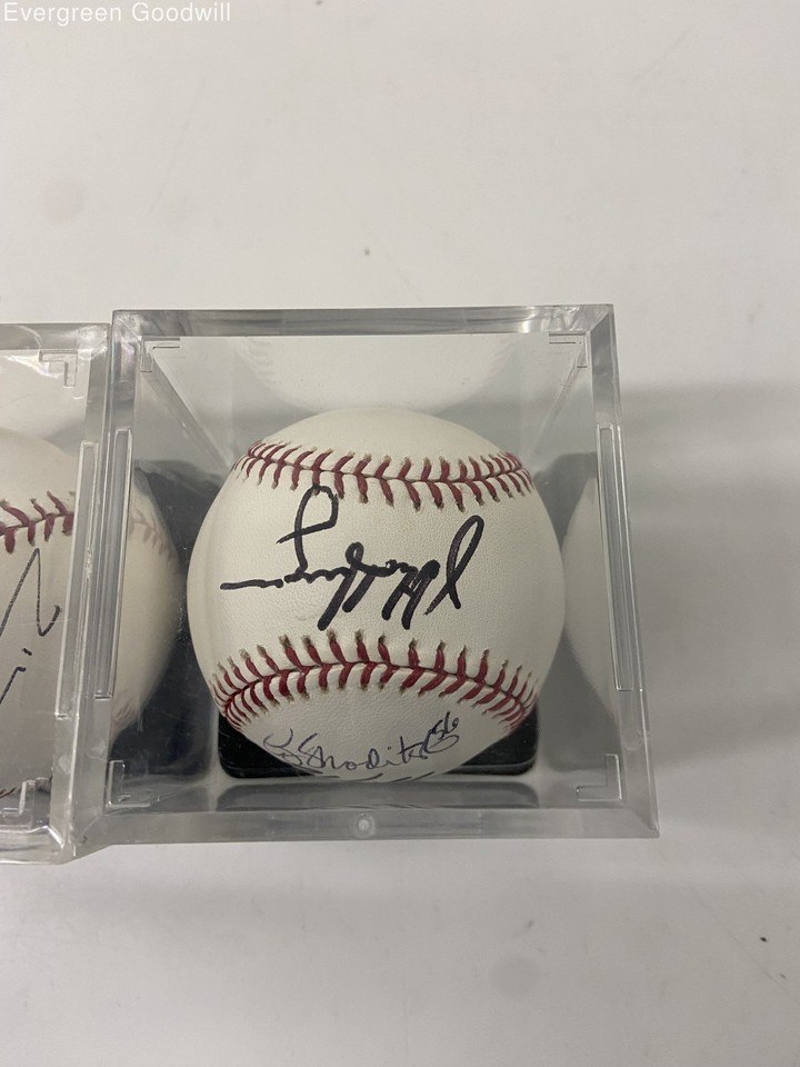 2 signed baseballs in a case players unknown | eBay