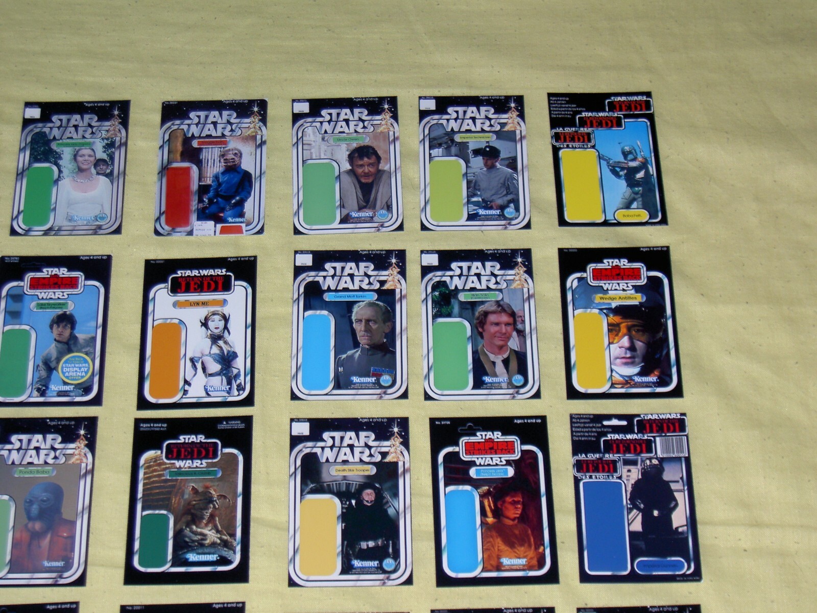 Vintage Star Wars 66 X CUSTOM MINI BACKING CARDS,CARDBACKS,DISPLAY WITH ...