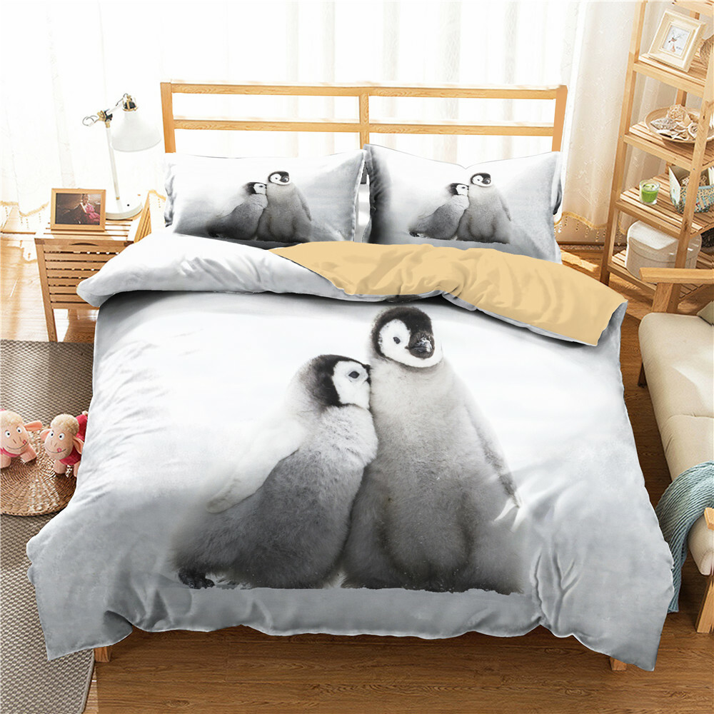 Penguin Comforter Set Kids Cartoon Penguin 100% Natural Cotton Bedding