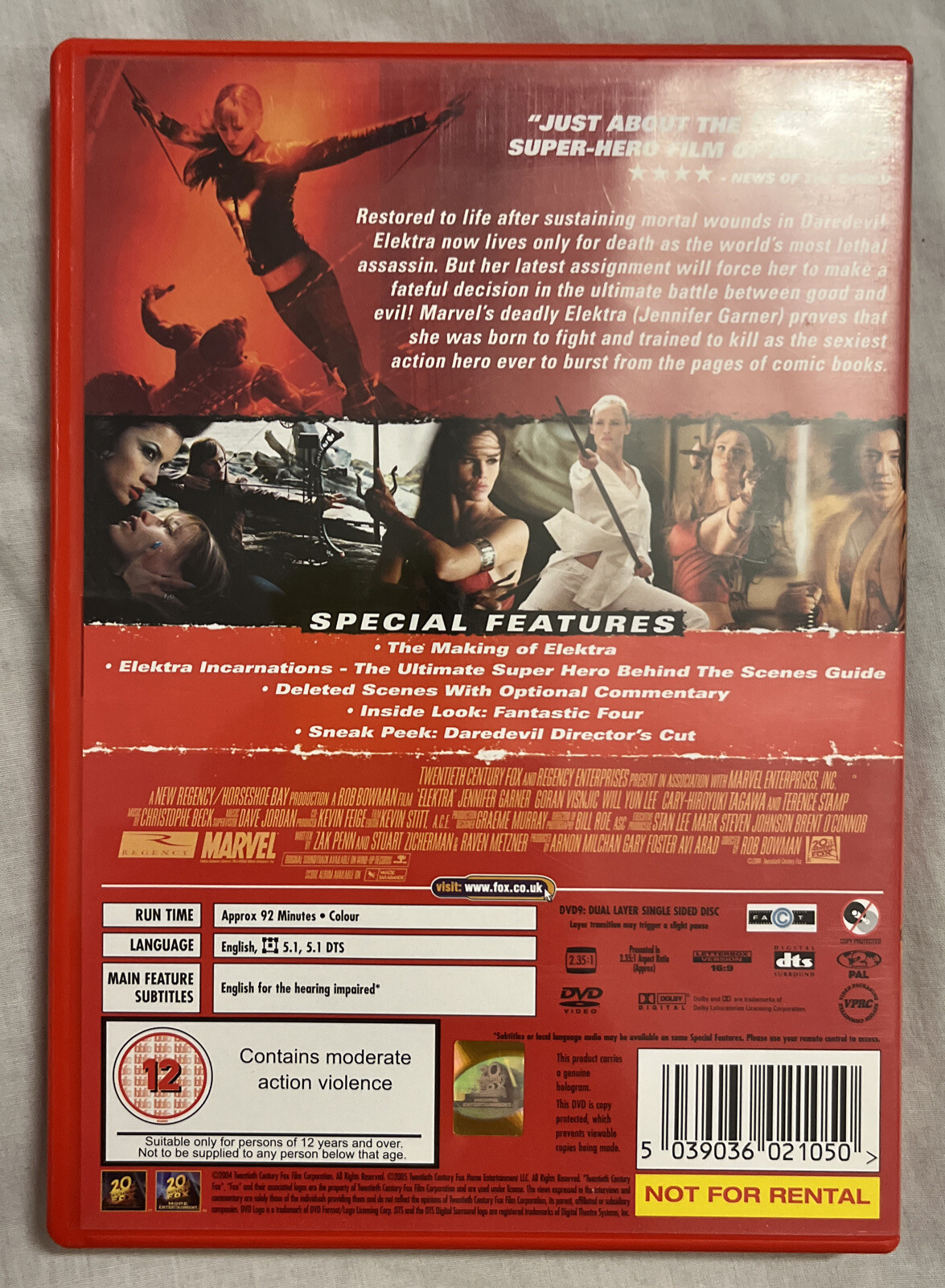 Elektra DVD (2005) Jennifer Garner, Bowman (DIR) cert 12 5039036021050 ...
