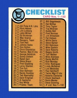1973 Topps Set-Break # 54 Checklist 1-132 NR-MINT *GMCARDS* | eBay