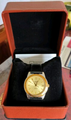 Vintage Tissot 1853 PR50 Gold Tone&Black Leather Strap. Quartz Mens ...