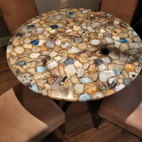 48" x 48" Mix Agate Coffee Table Top / Dining Table Top Gemstones ...