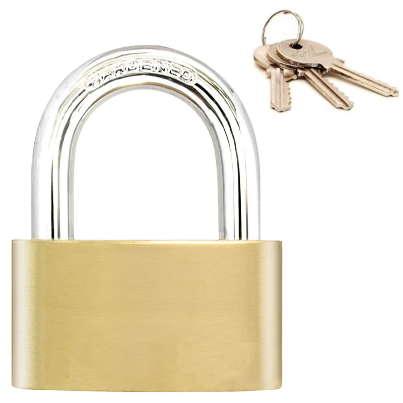 Brass Padlock Security Pad Lock Key Heavy Duty Locker Door Office Gym ...