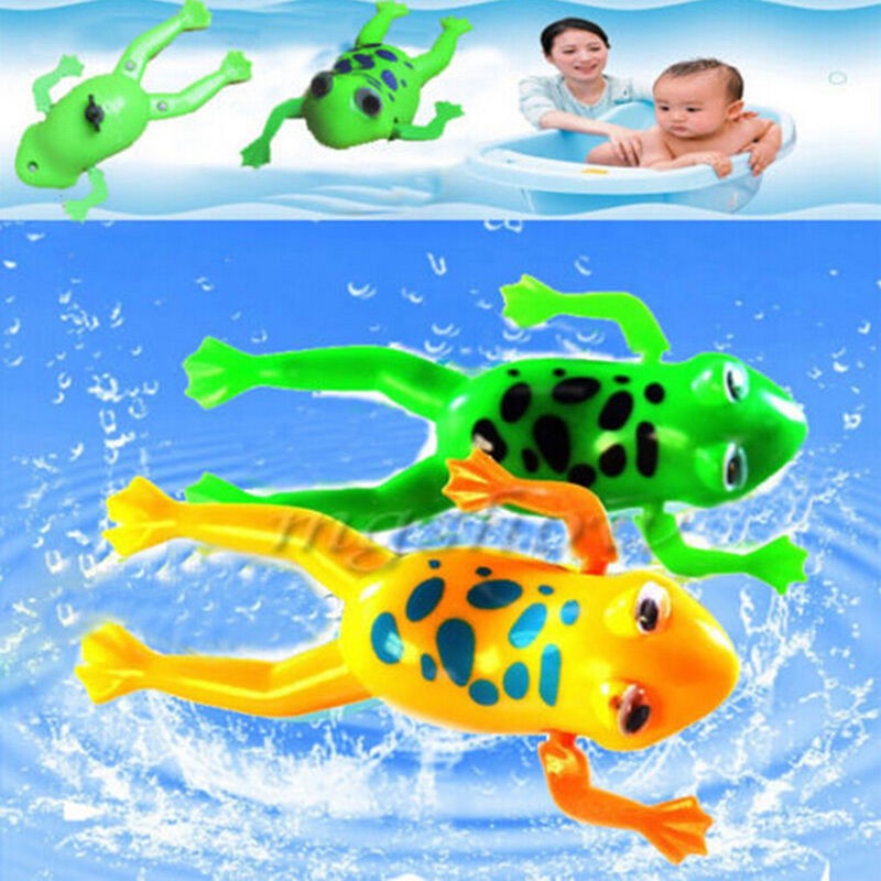 2Pcs Bathroom Tub Bathing Toy Clockwork Wind UP Plastic Bath Frog Baby ...