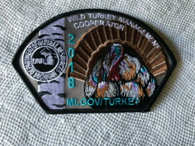 2018 Michigan DNR WILD TURKEY MANAGEMENT COOPERATOR PATCH, DEER-BEAR ...