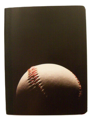 Sport Themed Composition Book, Baseball (Cowhide and Seam on Black ...