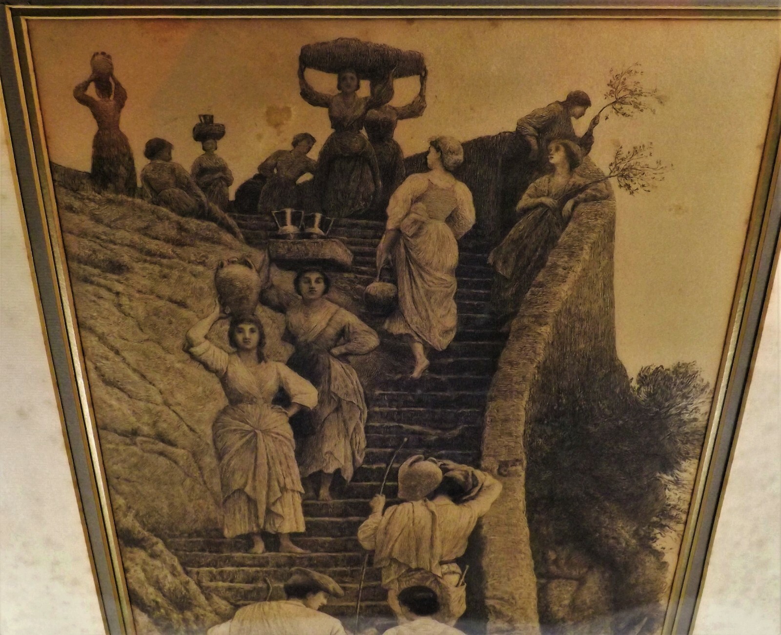Orig. Edgar Barclay "The Old Steps at Capri" Engraving Dated 1870 ...