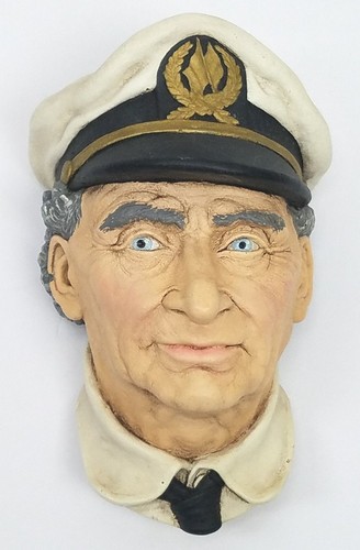 Chalkware Head "SEA CAPTAIN" Boatman Seaman Wall Sculpture Collectible ...