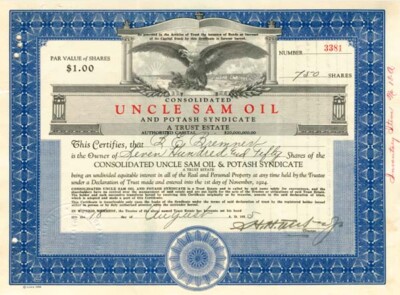 Consolidated Uncle Sam Oil and Potash Syndicate - Stock Certificate ...