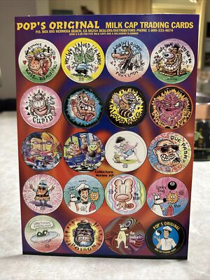 1995 Pop's Original Milk Cap Trading Cards Sheet Pogs Collector Series ...