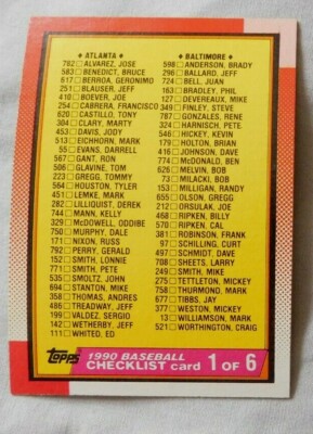 1990 Topps #128 Checklist #1 Baseball Card | eBay