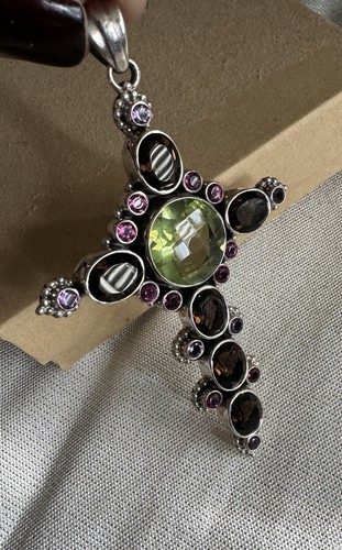Nicky Butler 925 Sterling Silver Smoky Quartz Peridot Garnet Cross ...