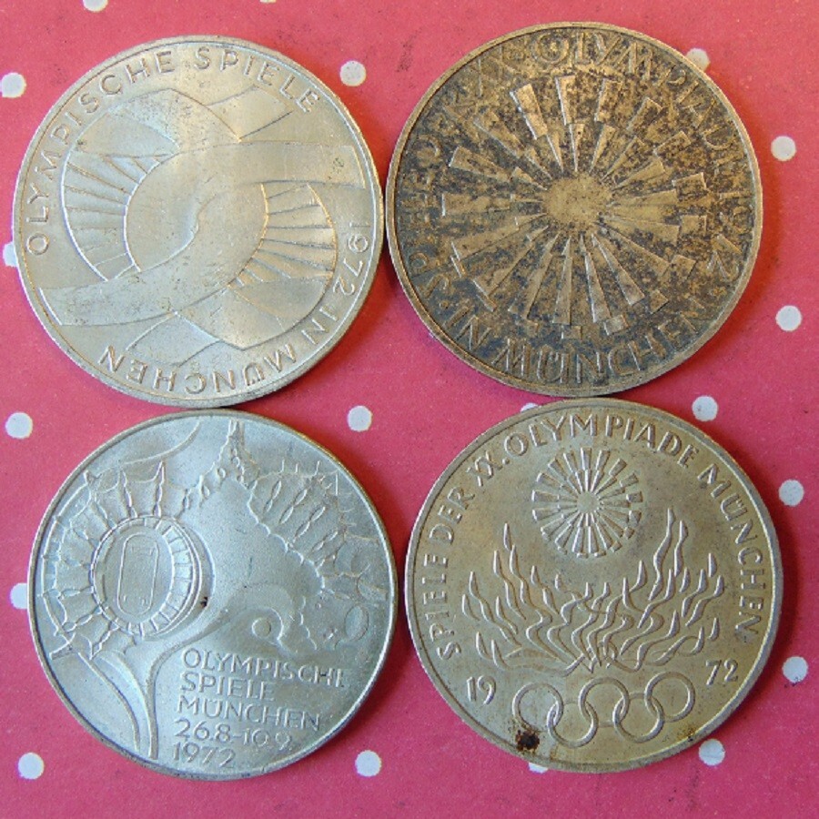 FOUR (4) .625 SILVER 1972 10 MARKS ~ GERMANY ~ OLYMPIC | eBay
