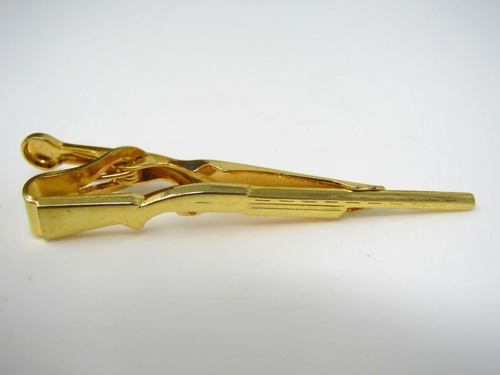 Rifle Tie Clip for Men Vintage Jewelry Gold Tone - Gem