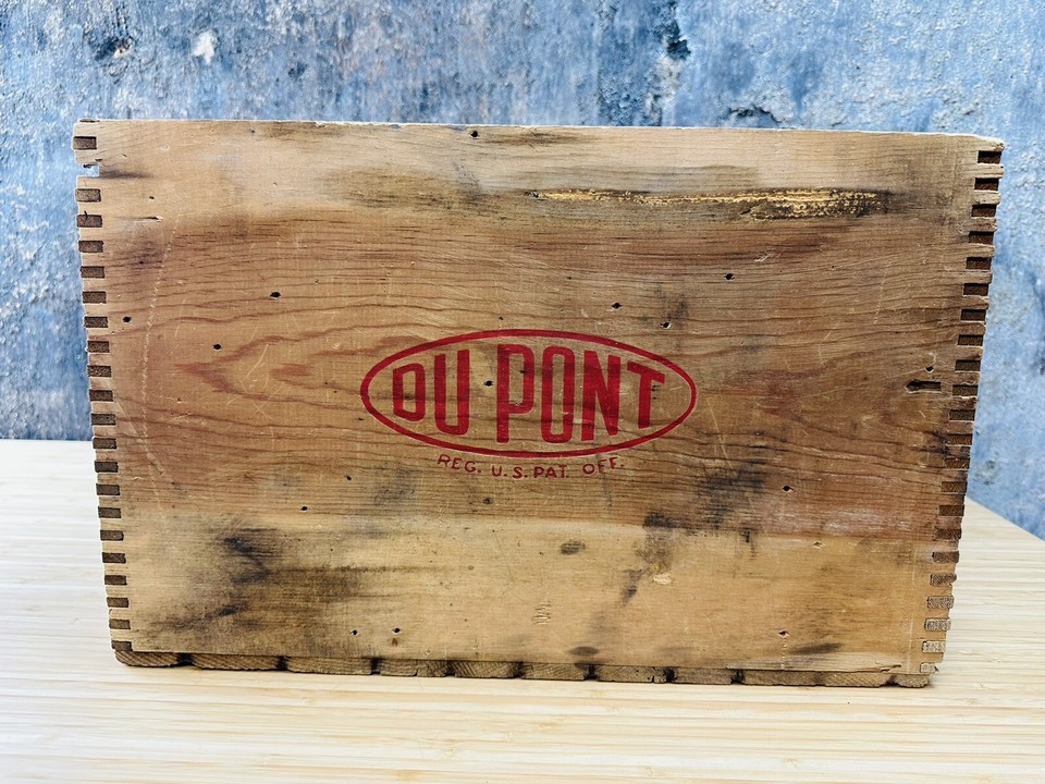 Vtg Rare Double Box DuPont High Explosives 50lb Crate Box Wood Dynamite ...