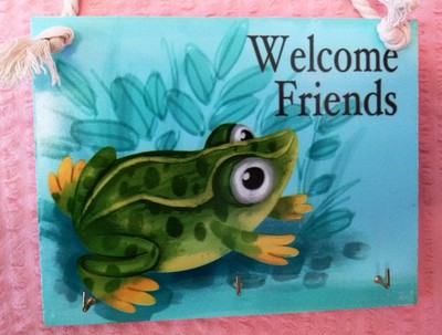Frog Welcome Sign Key Hook Wall Art Plaque Home Decorative Ornament ...